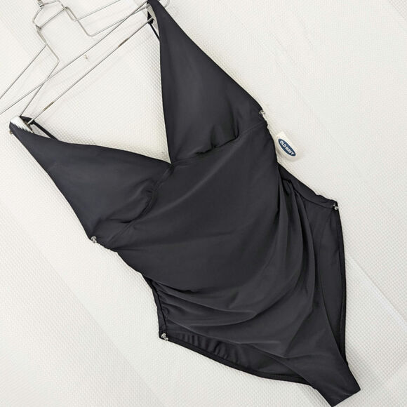 Old Navy | Swim | Nwt44 Old Navy Luxe Black Haltertank Style One Piece ...